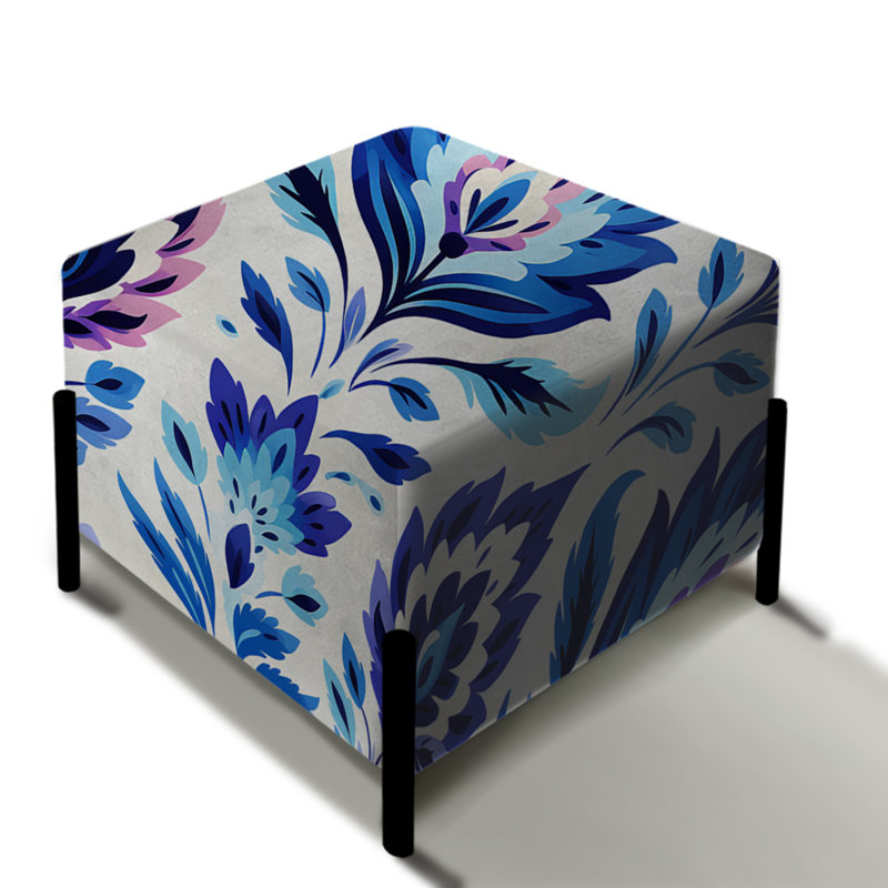 Design Art Blue Tribal Ikat Harmony Embrace - Ikat Square Ottoman | Wayfair